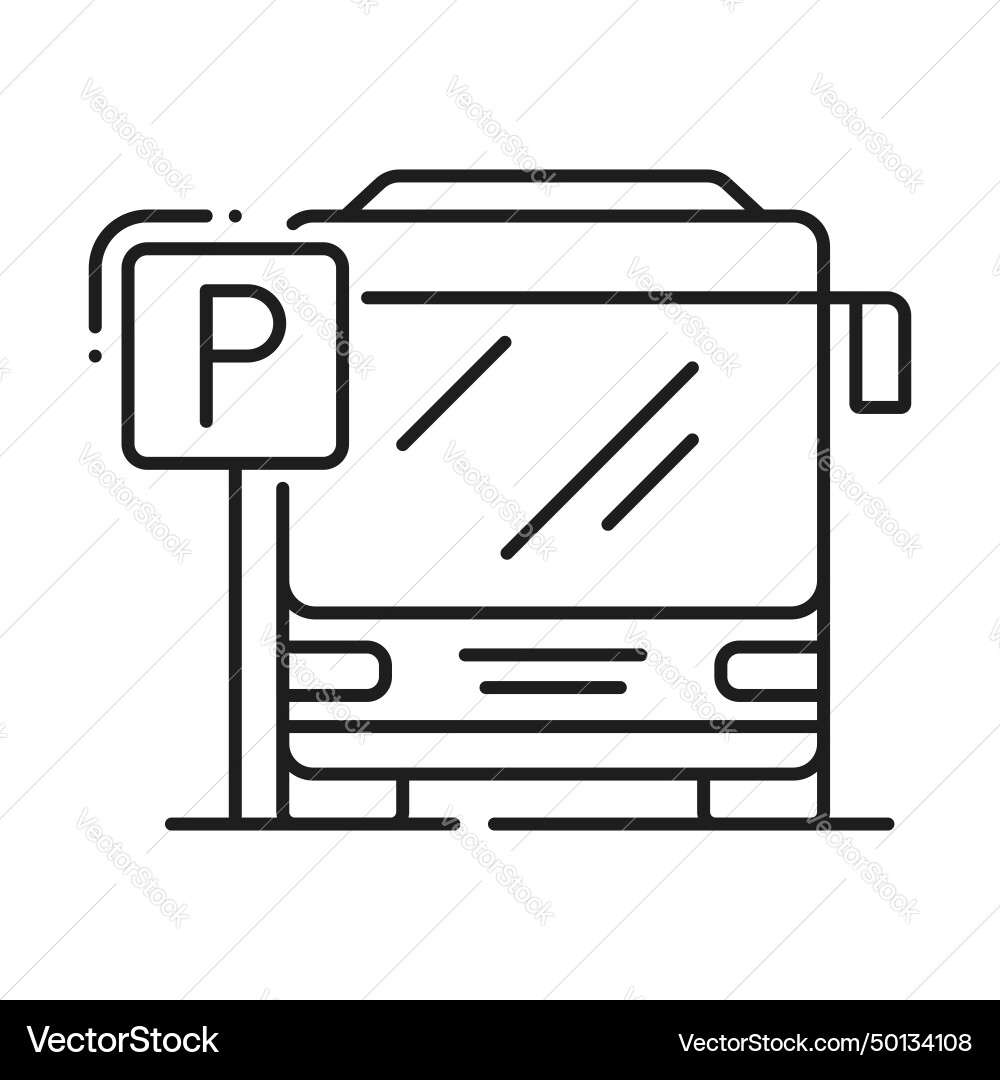 Bus parking line icon garage service bus stop Vector Image