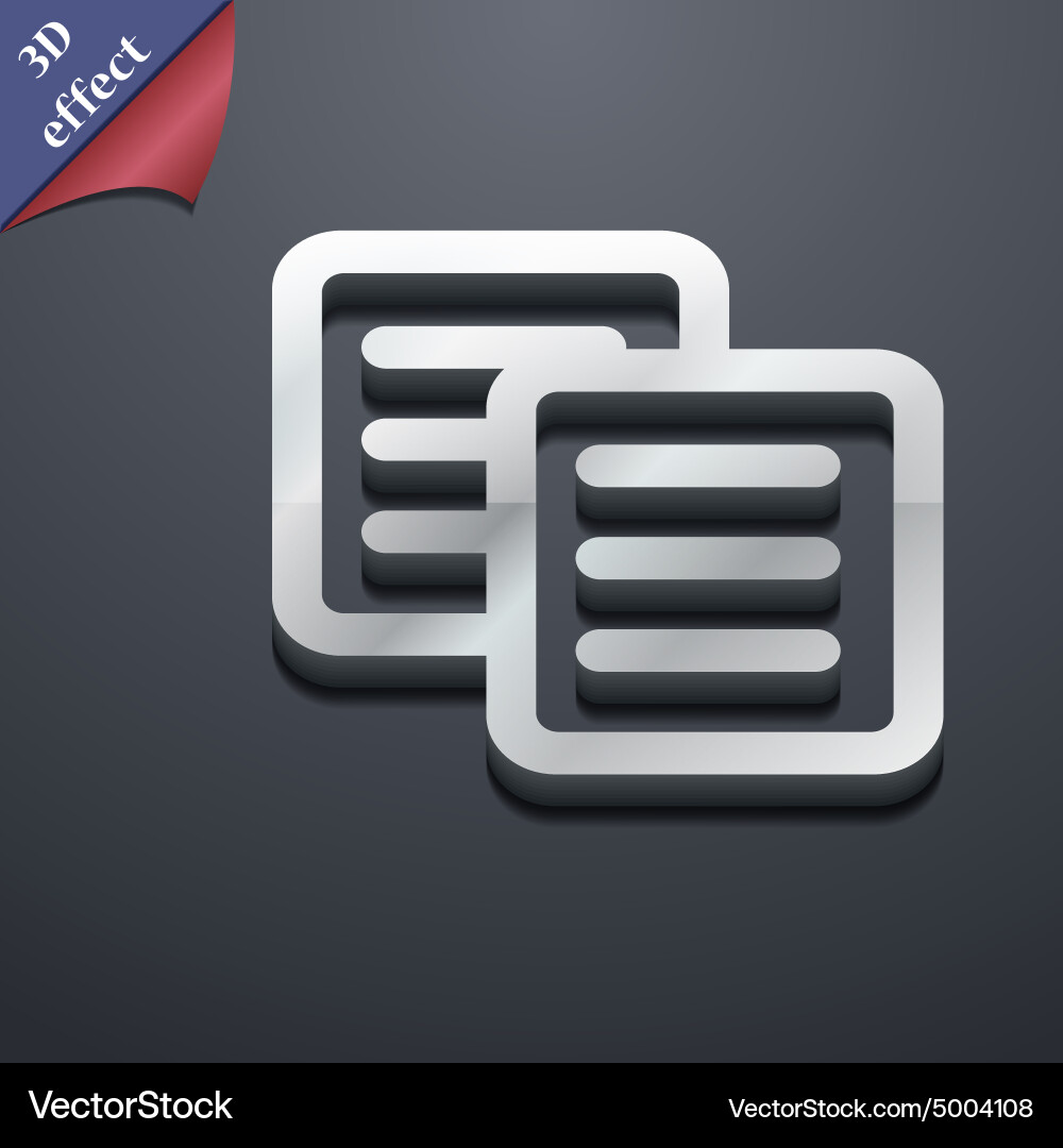 Copy icon symbol 3d style trendy modern design Vector Image
