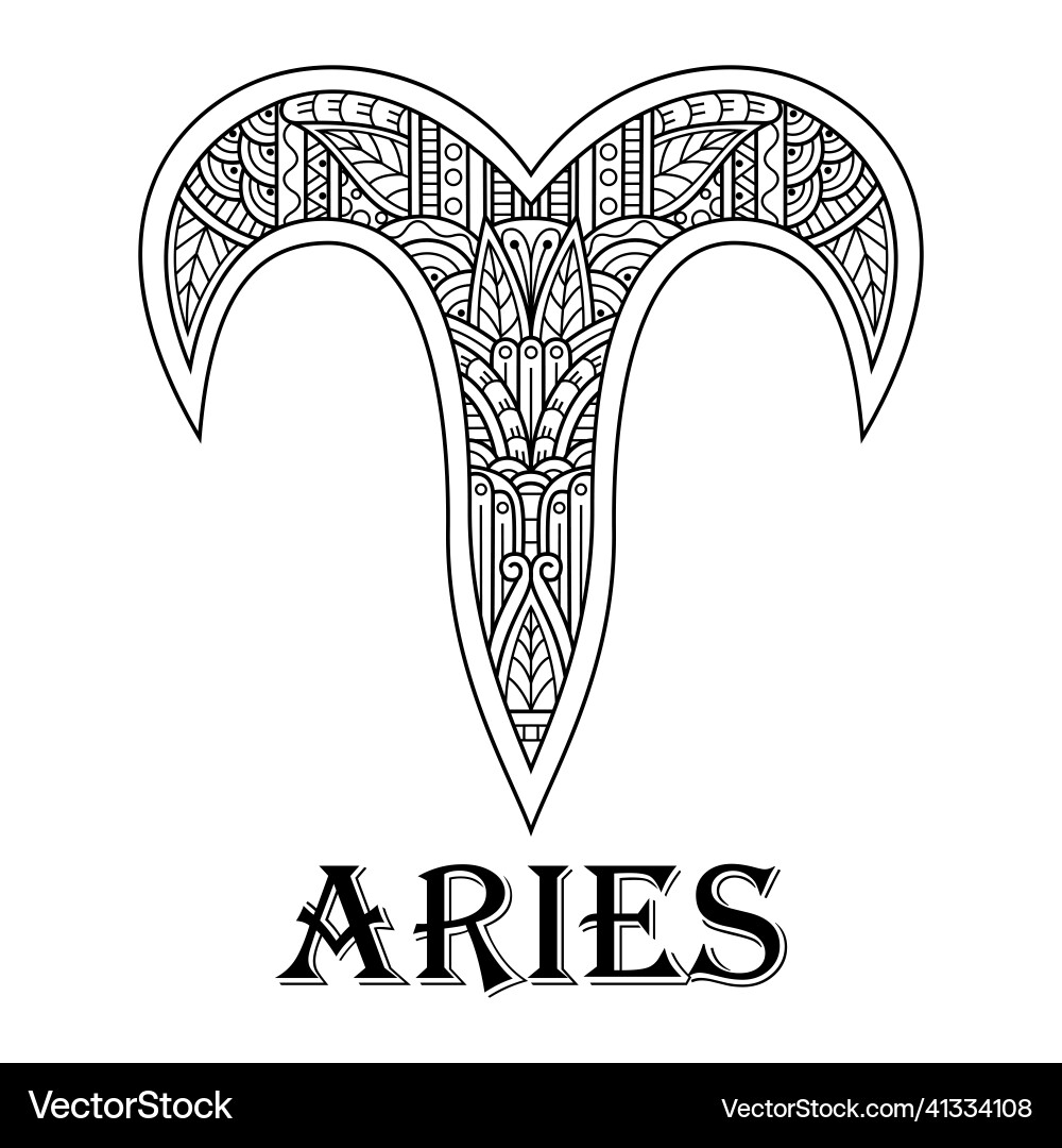 Hand drawn of aries in entangle style Royalty Free Vector