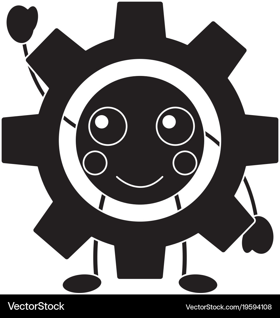 Happy gear kawaii icon image Royalty Free Vector Image