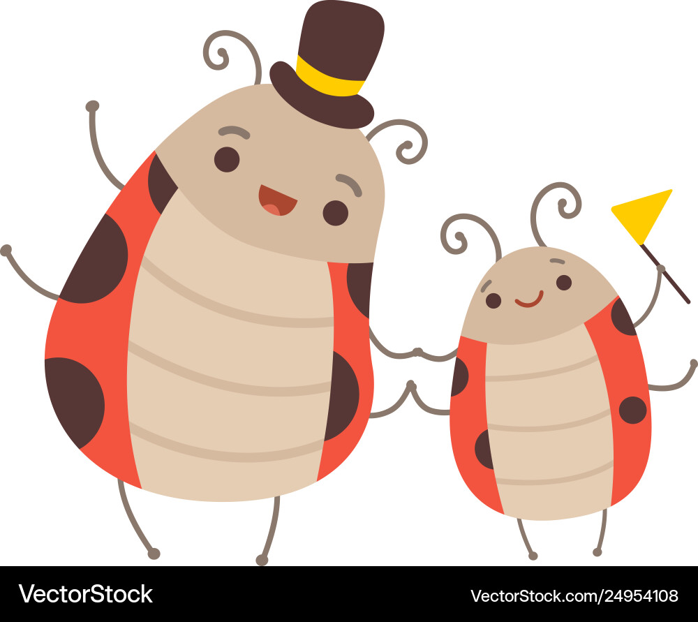 Happy ladybug family manly father ladybug Vector Image
