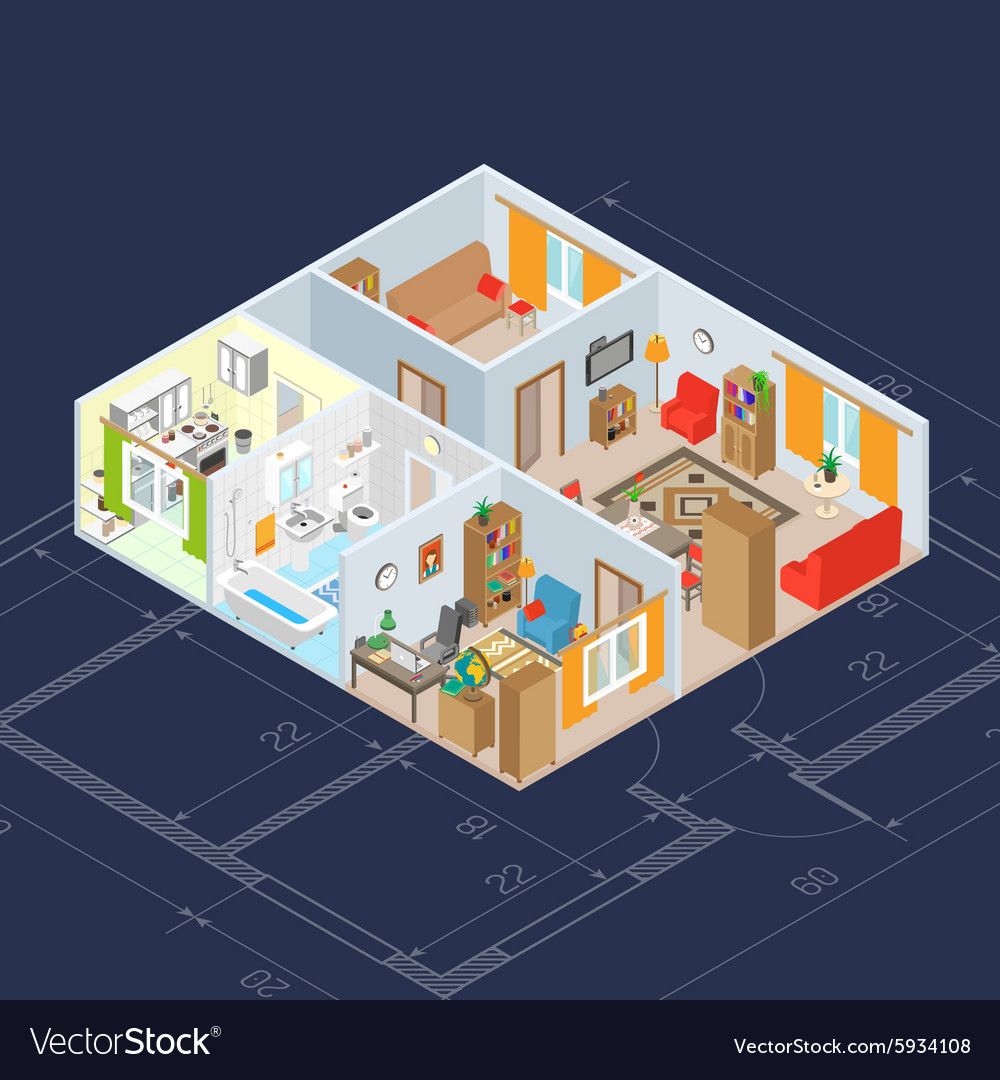 Isometric Interior Concept Royalty Free Vector Image