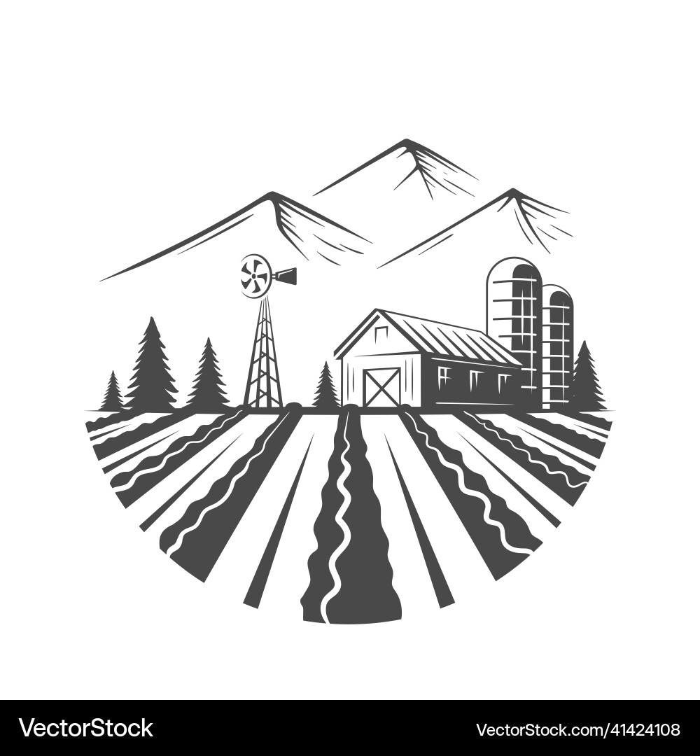 Landscape and village farm Royalty Free Vector Image