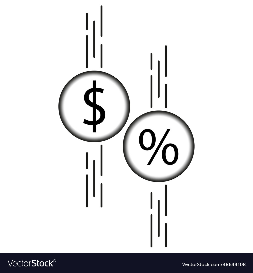 Percentage commission icon decrease in interest Vector Image