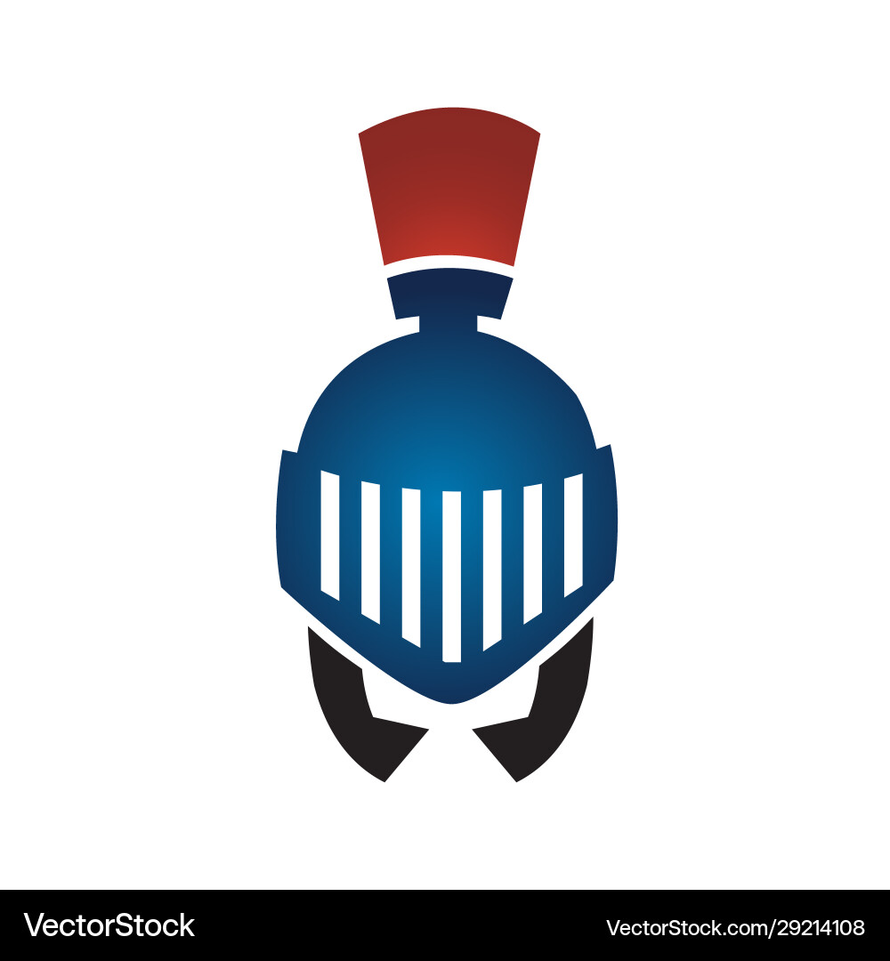 Red blue knight mask warrior helmet logo design Vector Image
