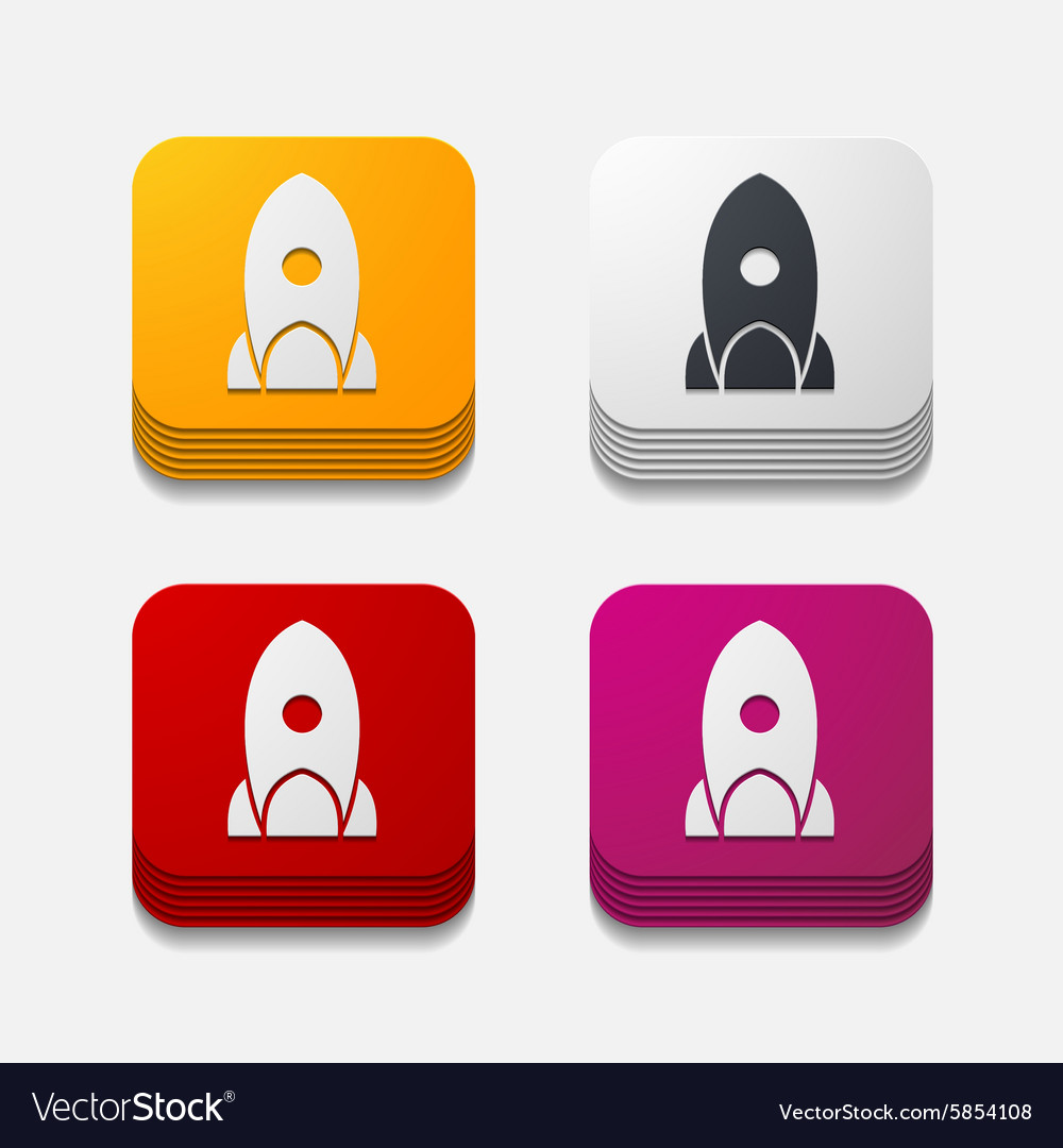 Square button rocket Royalty Free Vector Image