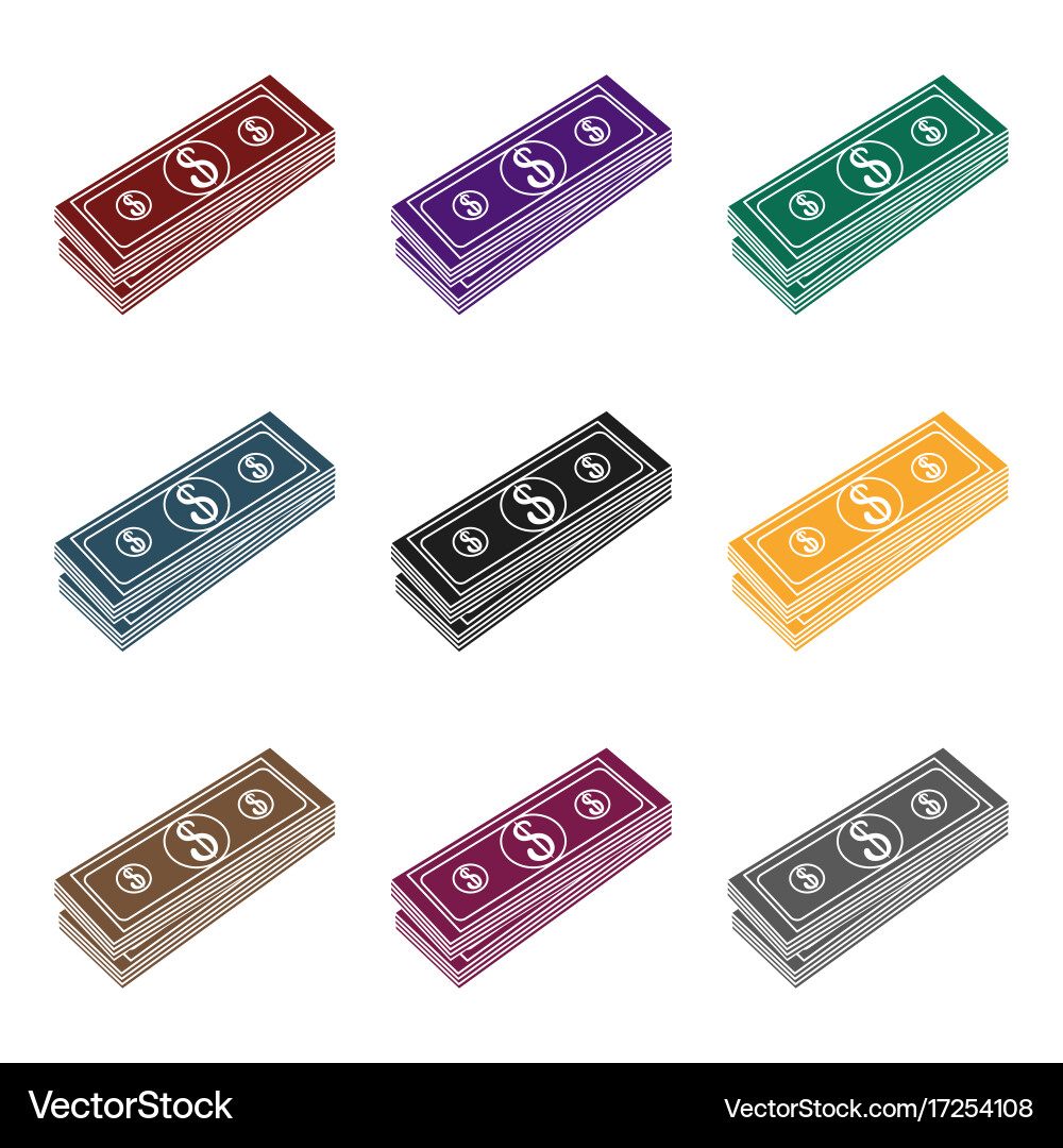 Stack of money icon in black style isolated Vector Image