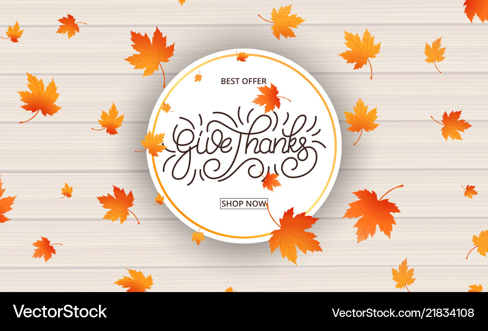 Thanksgiving day card give thanks calligraphy Vector Image