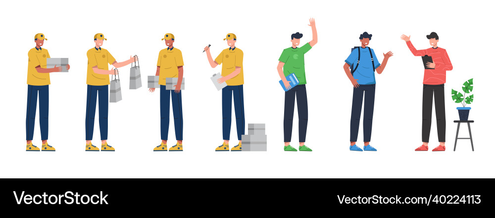 Bundle of many career character 2 sets 7 poses Vector Image