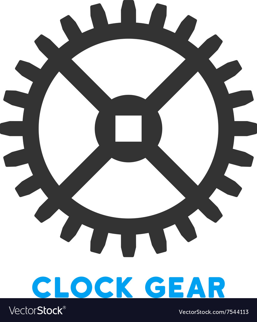 Clock Gear Flat Icon with Caption Royalty Free Vector Image