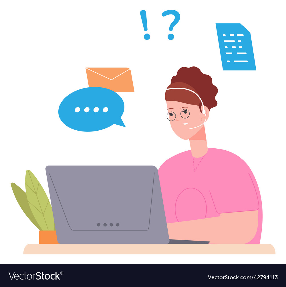 Customer service worker answer client questions Vector Image
