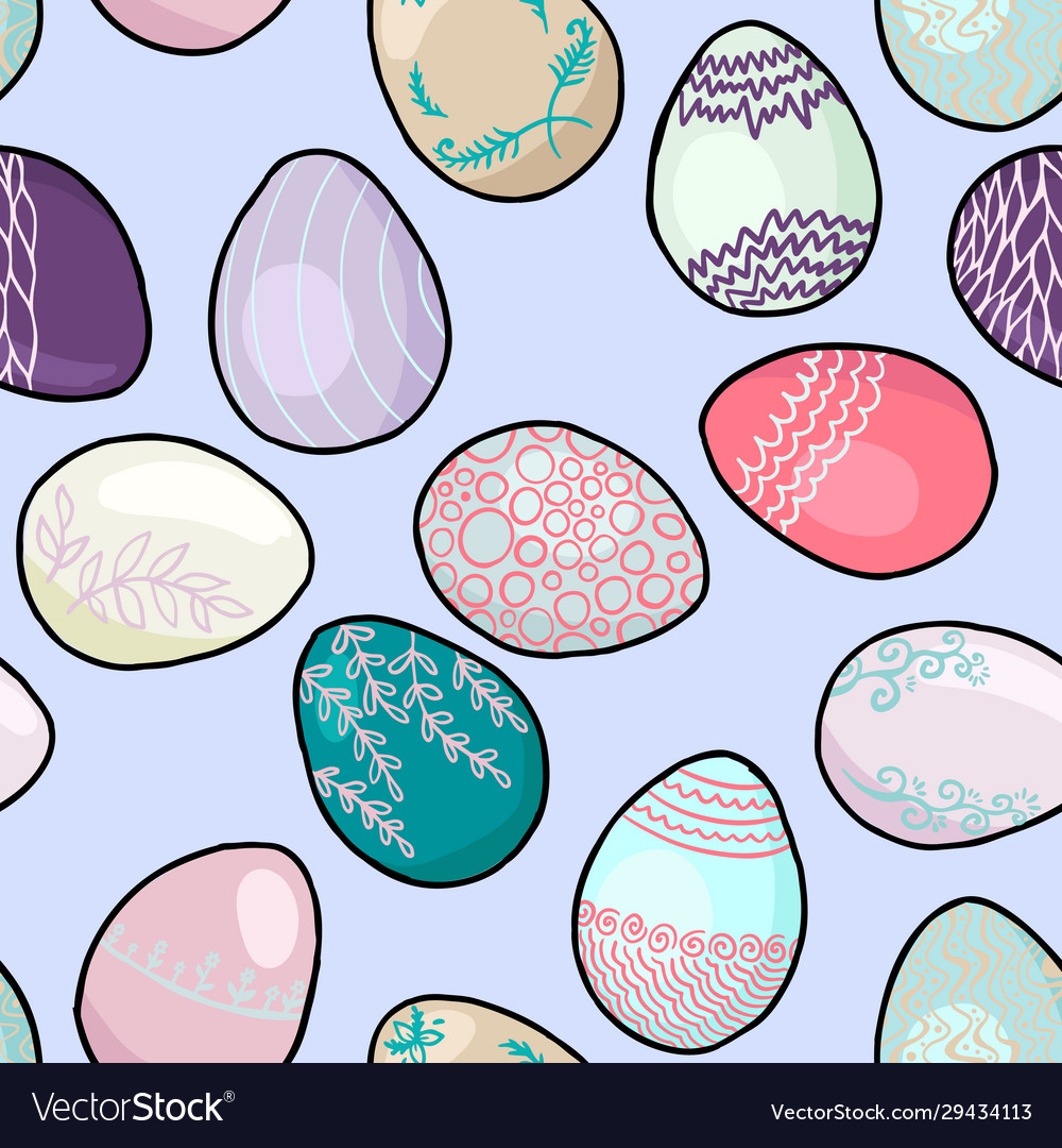 Easter holiday pattern with eggs seamless Vector Image