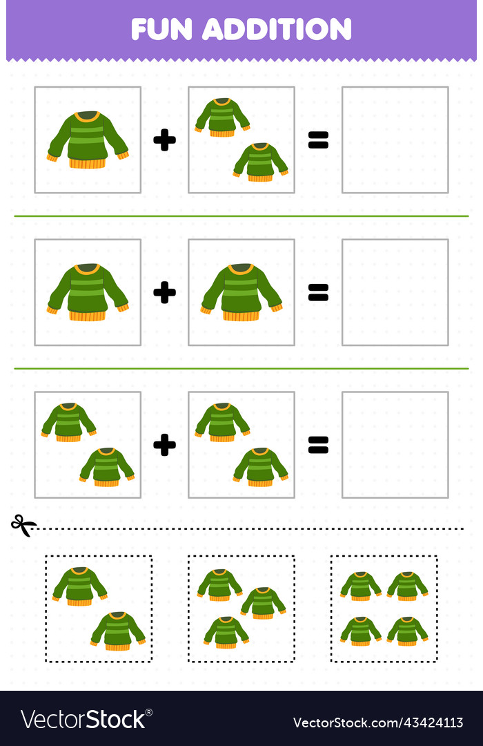 Education game for children fun addition by cut Vector Image