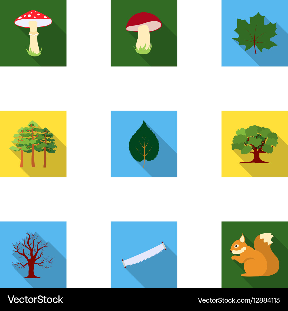Forest set icons in flat style big collection Vector Image