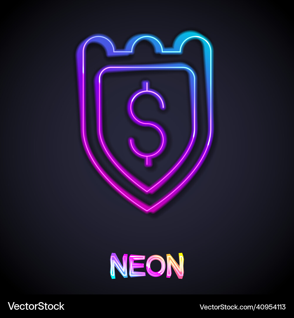 Glowing neon line shield with dollar symbol icon Vector Image