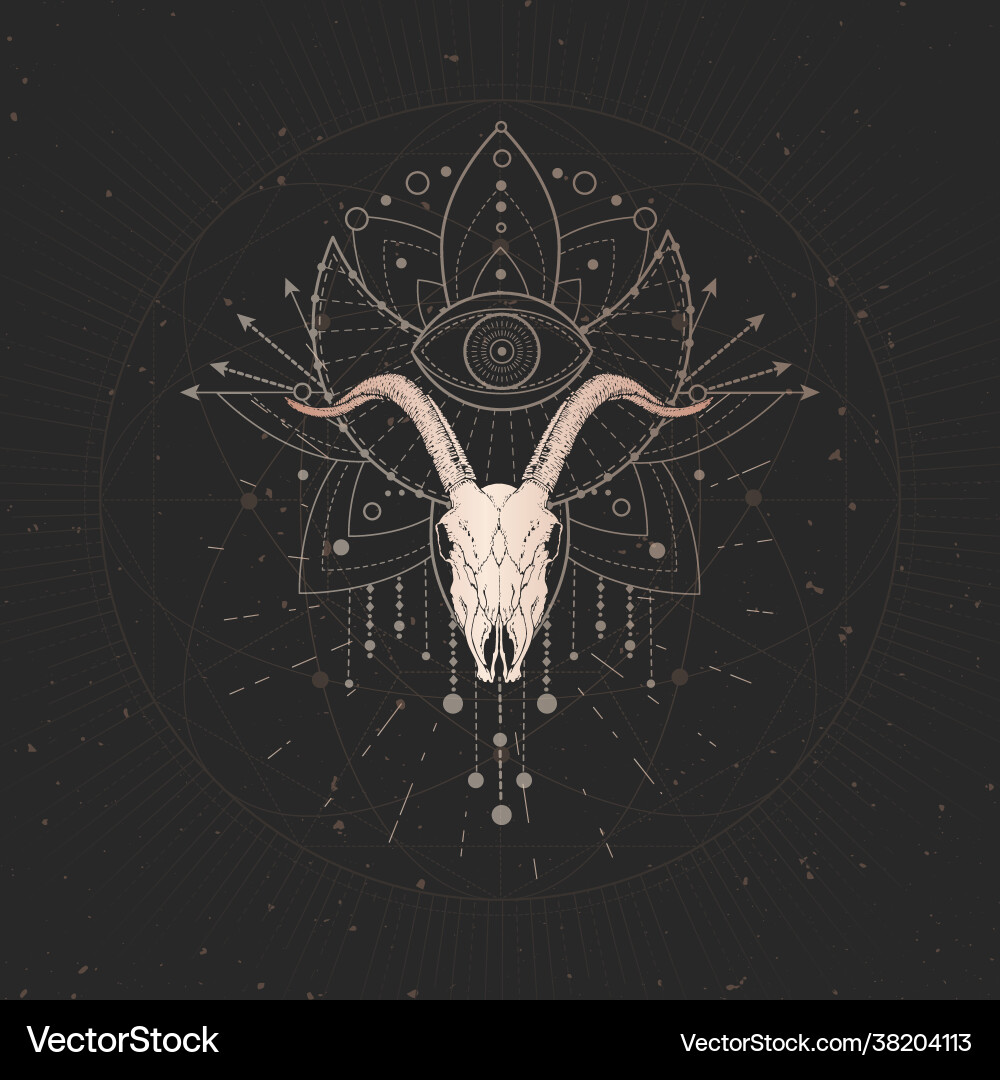 Goat skull and sacred symbol Royalty Free Vector Image