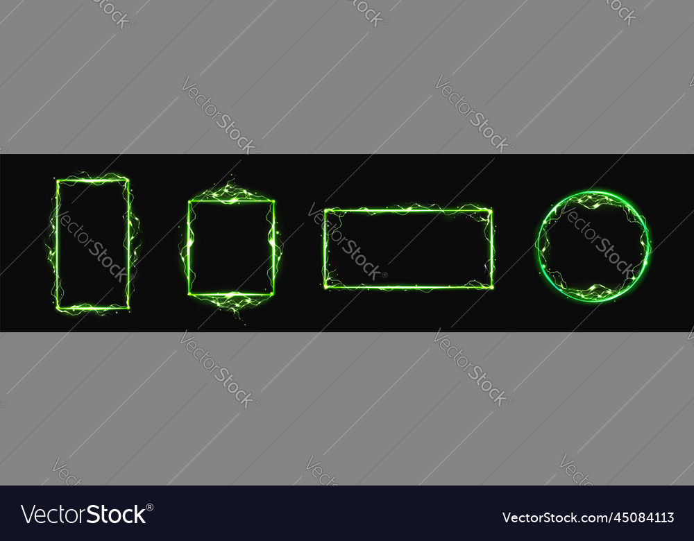 Green electric lightning frames Royalty Free Vector Image