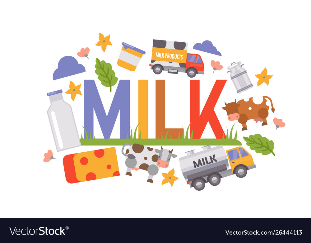 Milk and dairy production processing Royalty Free Vector