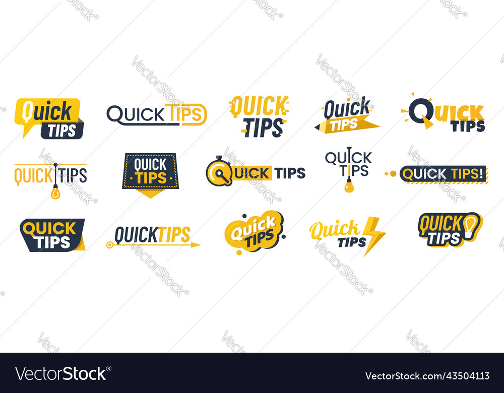 Quick tips icons badges and symbols Royalty Free Vector Quick tips icons badges and symbols Royalty Free Vector