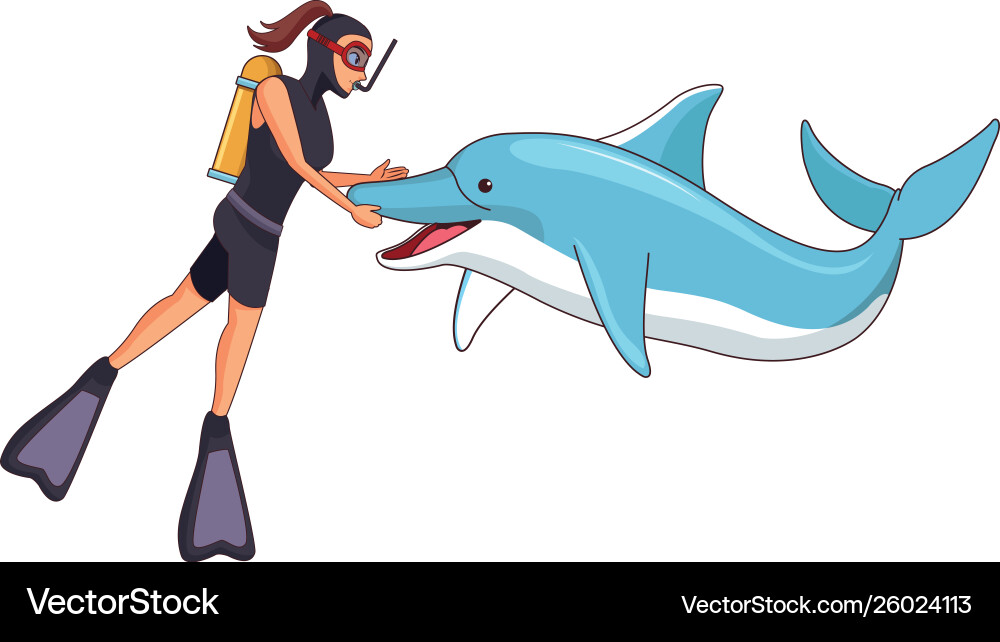 Scuba diving avatar cartoon character Royalty Free Vector