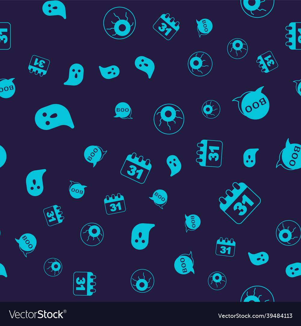 Set ghost boo speech bubble eye and halloween Vector Image