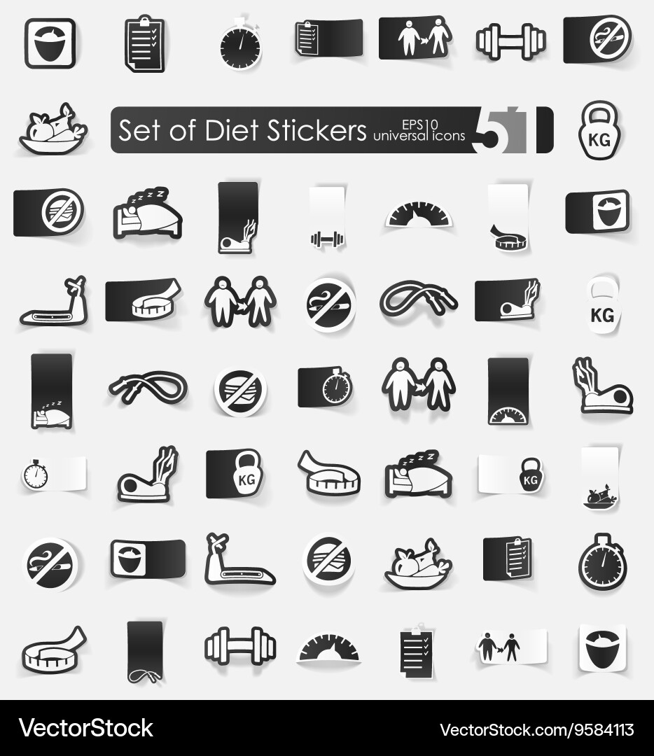 Set of diet stickers Royalty Free Vector Image