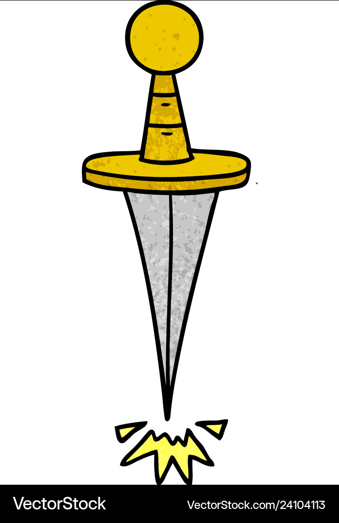 Textured cartoon doodle of a small dagger Vector Image