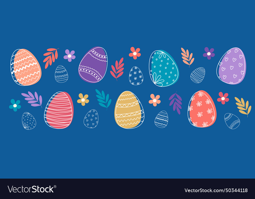 Banner with colorful easter eggs Royalty Free Vector Image