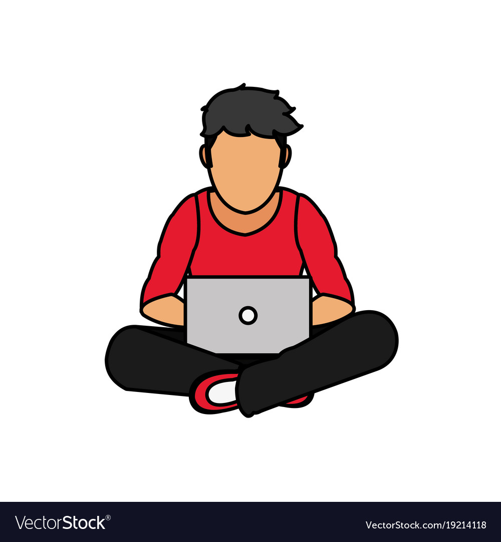 Boy with laptop design Royalty Free Vector Image