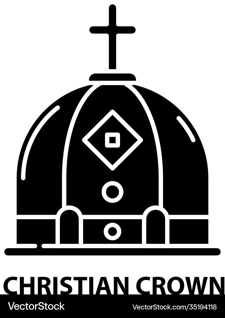Christian crown icon black sign Royalty Free Vector Image
