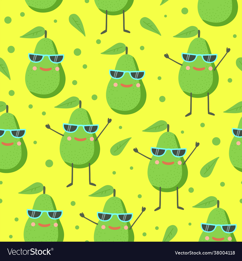 Cute seamless pattern with happy joy avocado Vector Image