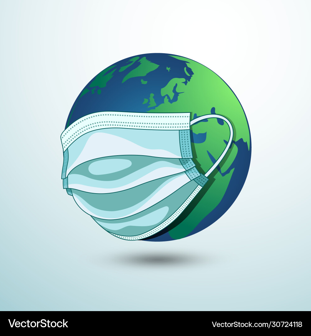 Earth with medical mask Royalty Free Vector Image