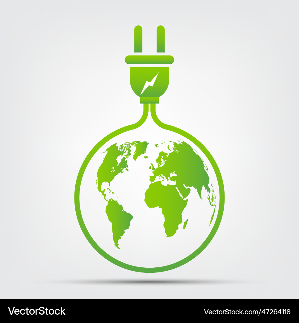Energy ideas save the world concept power plug Vector Image
