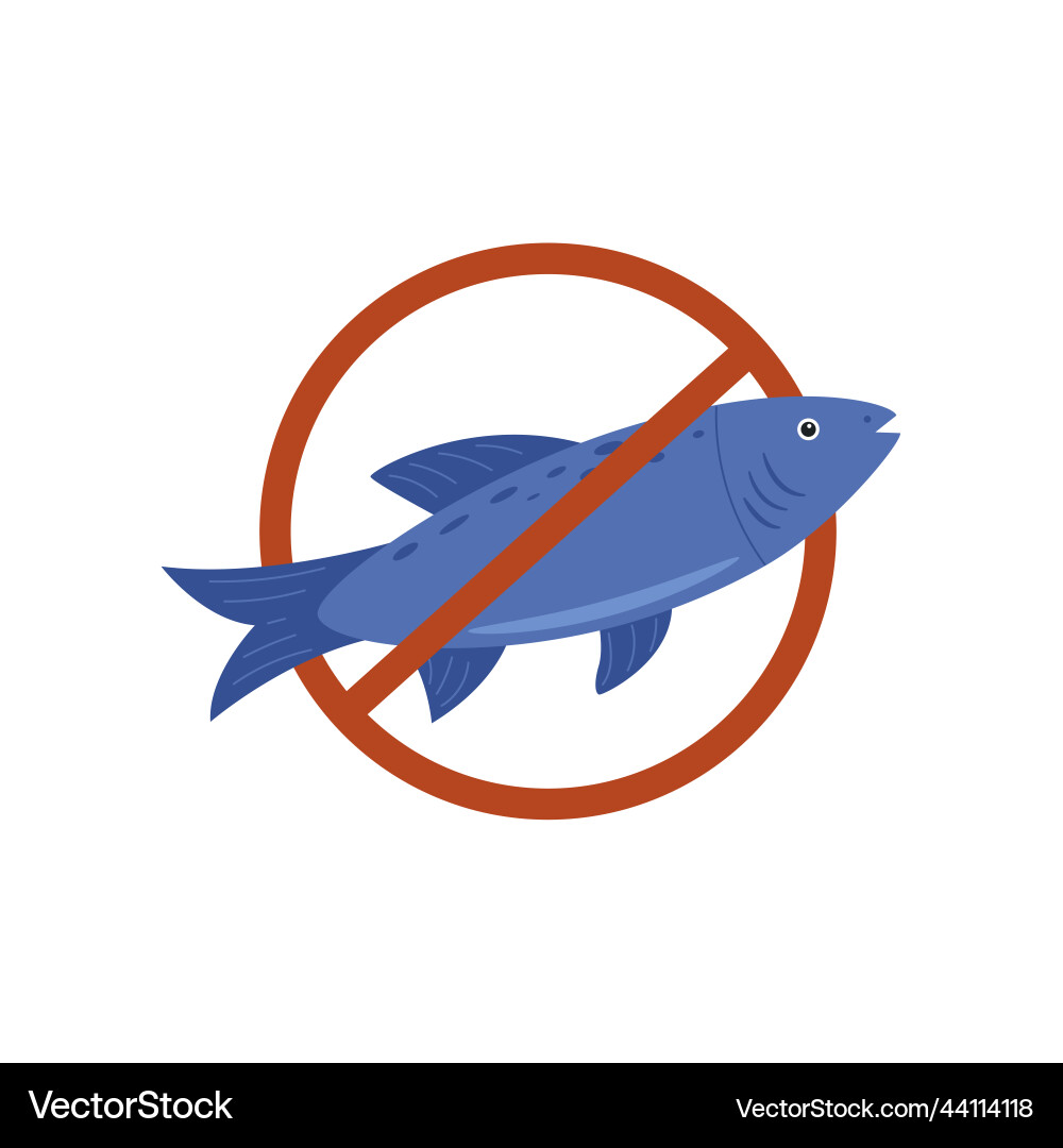 Fish in red crossed circle icon Royalty Free Vector Image