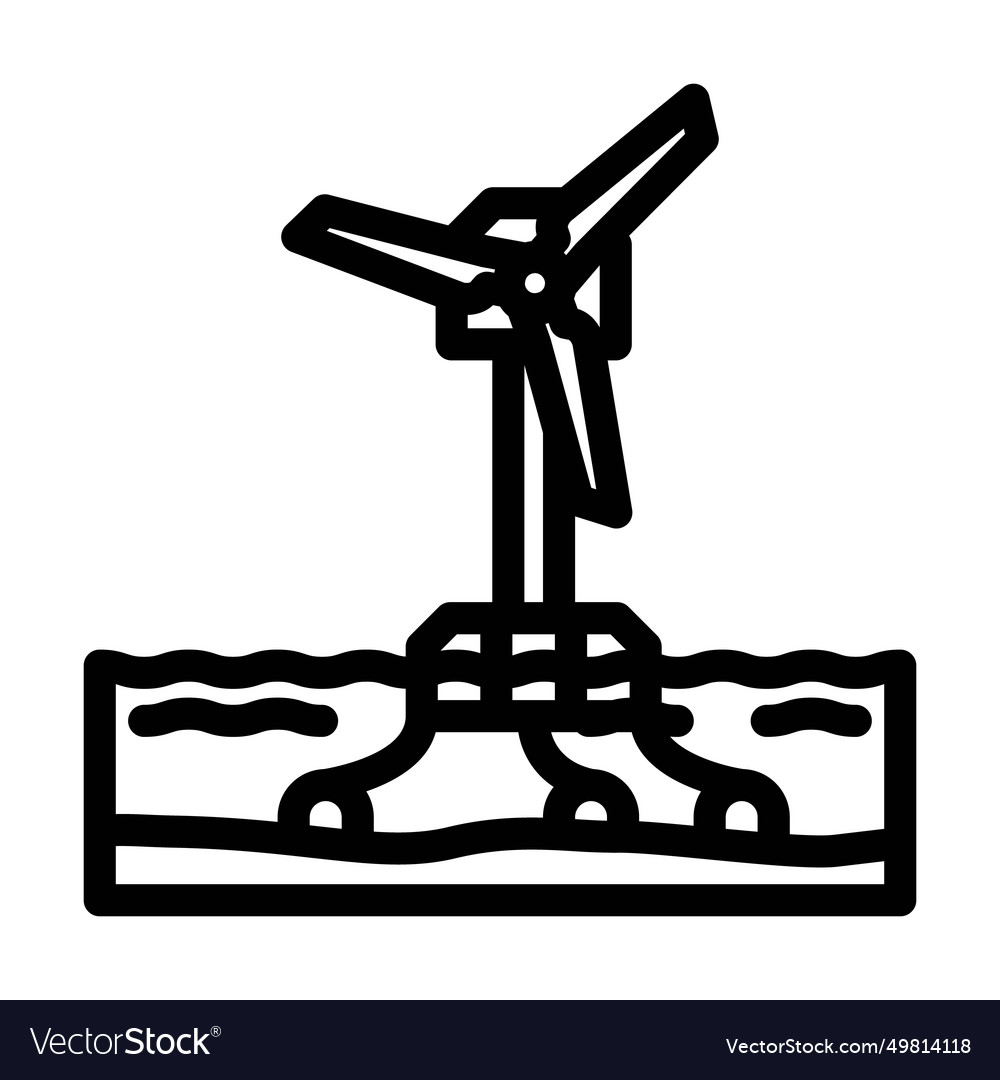 Floating wind turbine line icon Royalty Free Vector Image Floating wind turbine line icon Royalty Free Vector Image