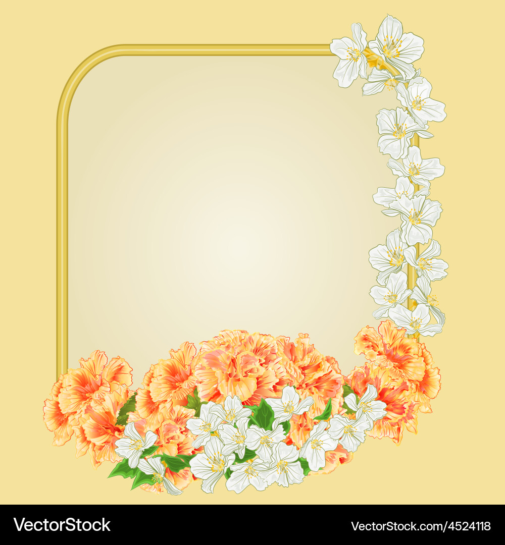 Frame with yellow hibiscus and jasmine Royalty Free Vector