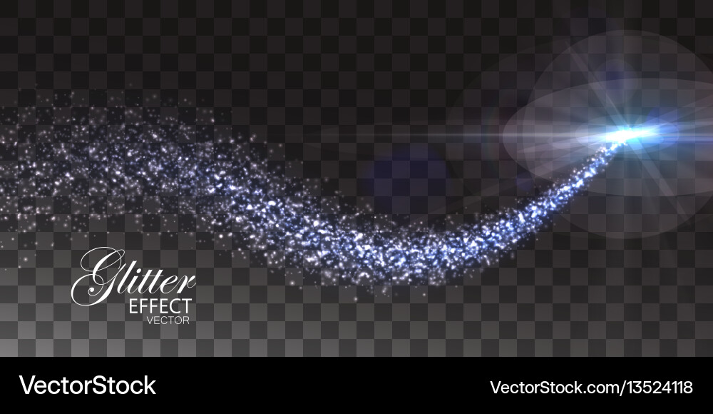 Glowing stream of sparkles and light rays Vector Image