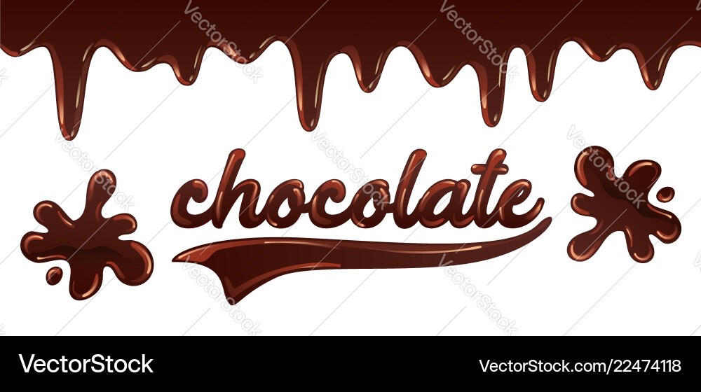 Inscription chocolate written with melted liquid Vector Image