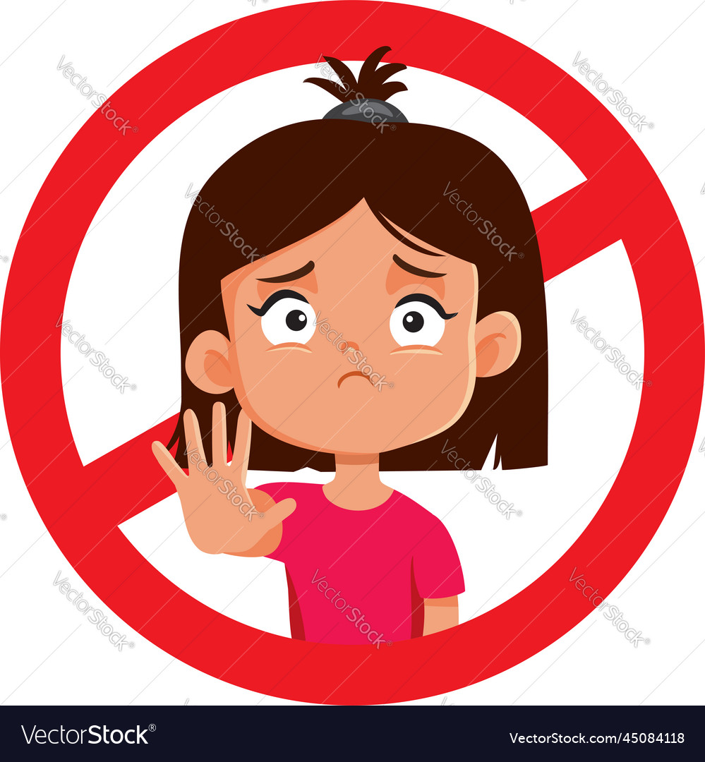 Little girl making stop gesture in forbidden sign Vector Image Little girl making stop gesture in forbidden sign Vector Image