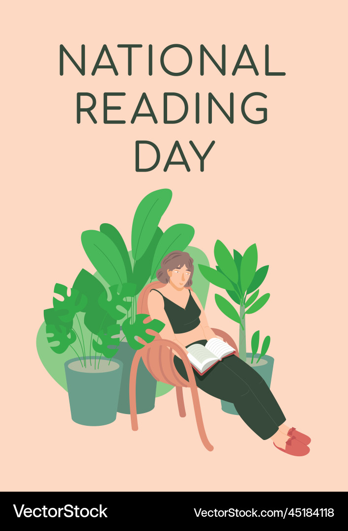 National reading day vertical poster Royalty Free Vector