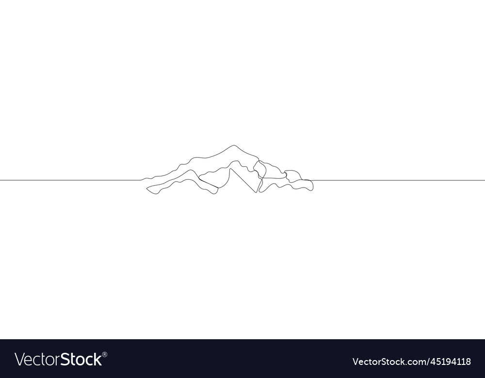 One continuous line drawing of mountain range Vector Image