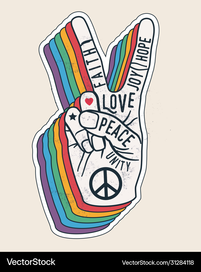 Peace hand gesture sign with words on it peace Vector Image