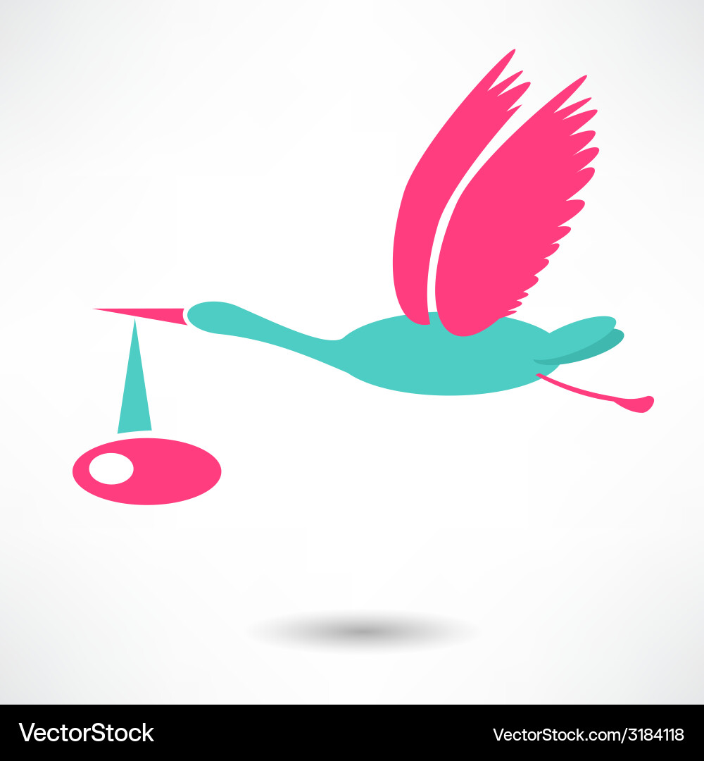 Stork icon with baby on white background Vector Image