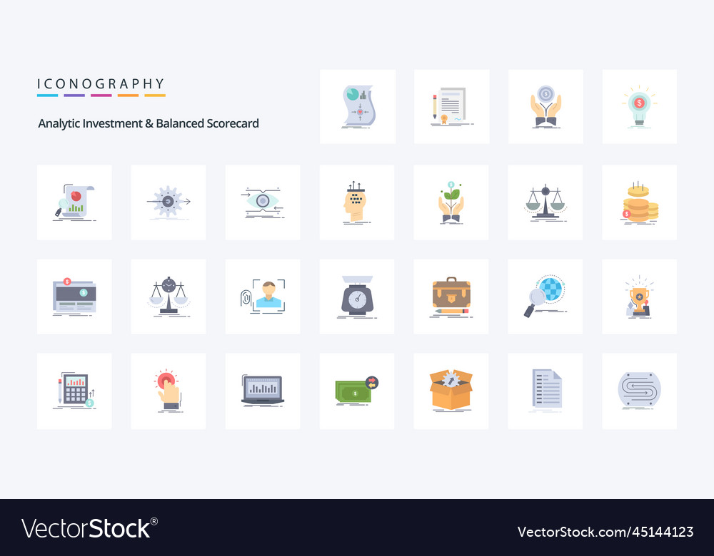 25 analytic investment and balanced scorecard Vector Image