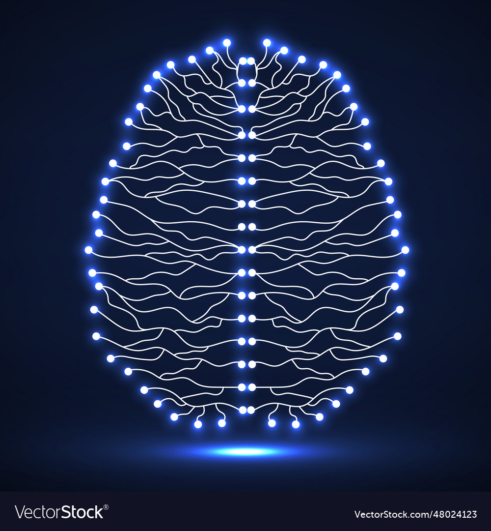 Abstract human brain of glowing lines and dots Vector Image