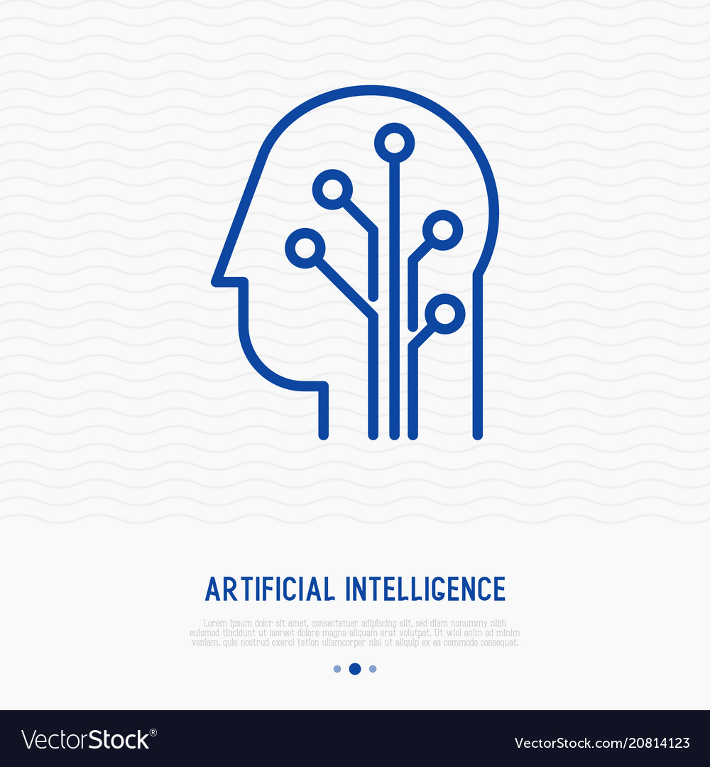 Artificial intelligence thin line icon Royalty Free Vector
