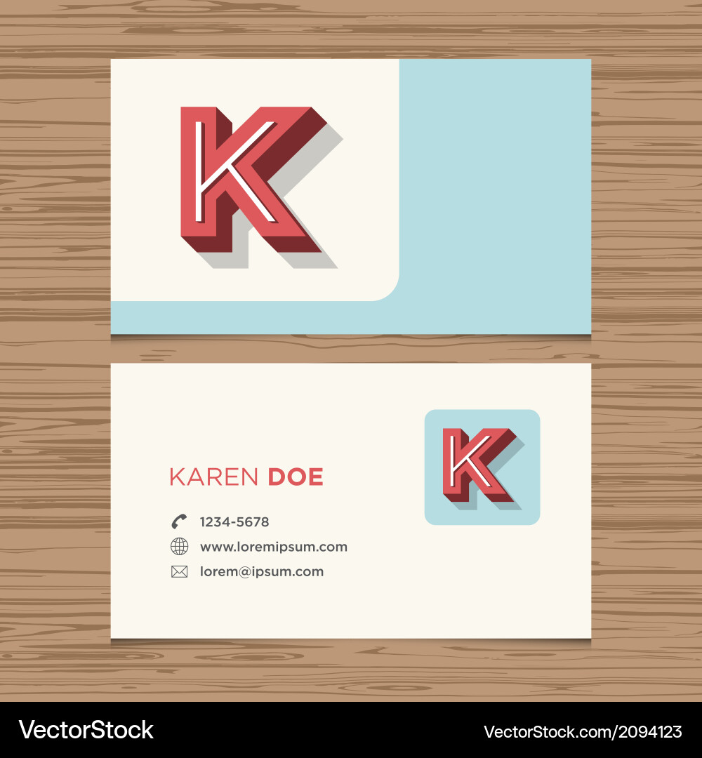 Business card letter k Royalty Free Vector Image