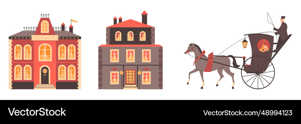 Elements of victorian city Royalty Free Vector Image