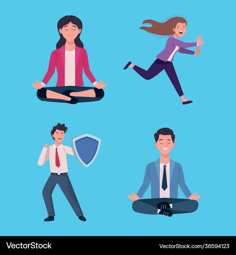 Group business people stressed and relaxed Vector Image