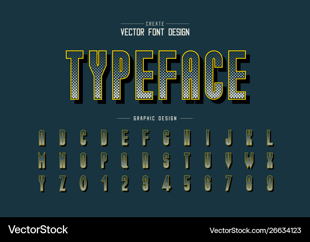 Halftone square font and alphabet digital tall Vector Image